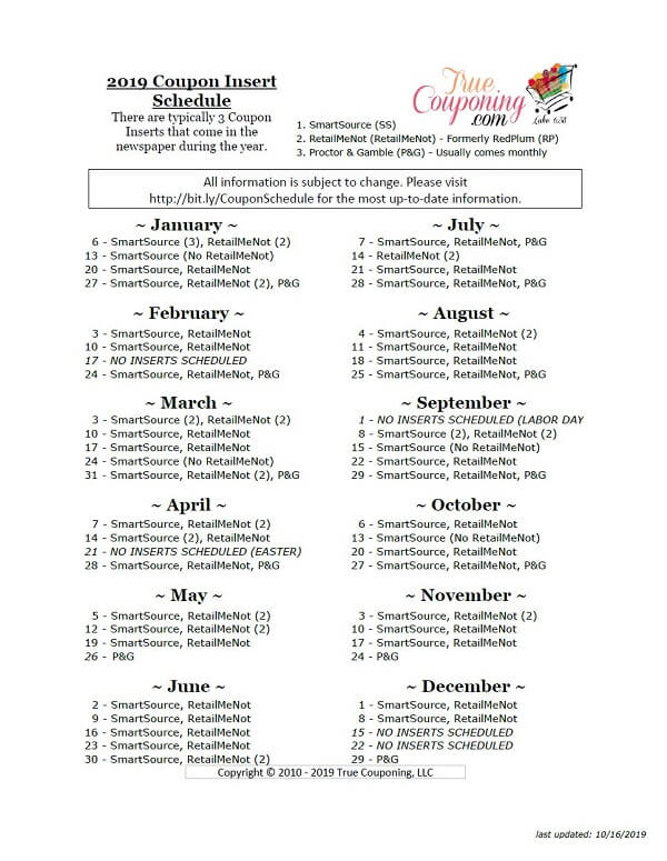The Best Sunday Coupon Insert Schedule You Need This Year!