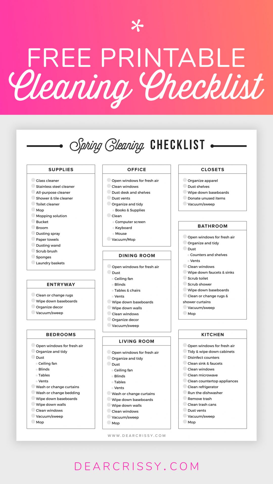 Have You Requested These FOUR (4!) FREEbies: Cleaning Checklist, Chick ...